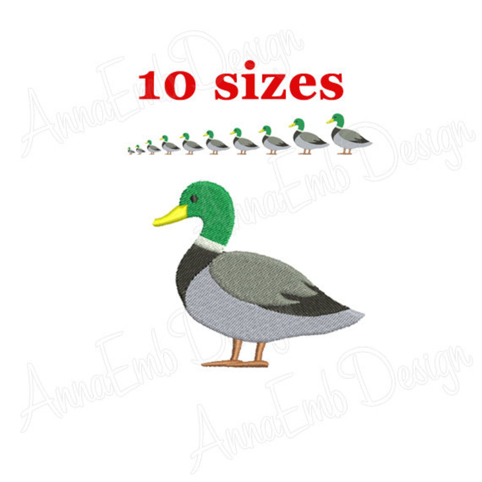 Mallard Duck Embroidery Design. Duck Silhouette. Duck Mini Embroidery ...