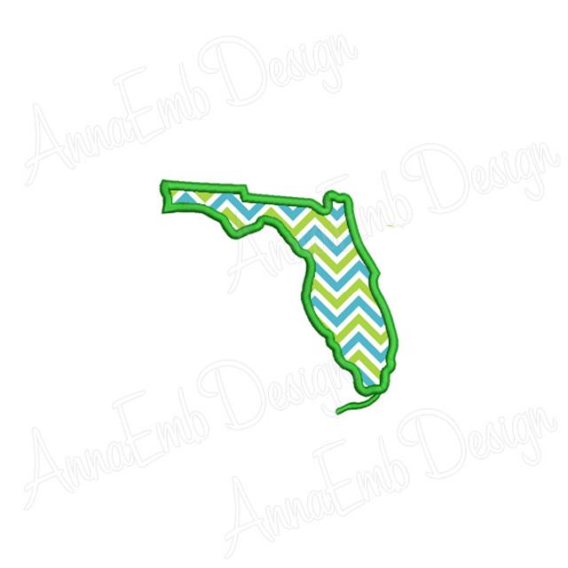 Florida Applique Embroidery Design. Florida State Design. Machine ...