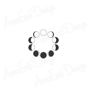 Moon Embroidery Design. Moon Silhouette Embroidery Design. Moon Design ...