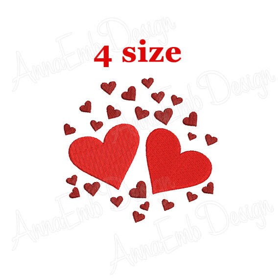 Hearts Embroidery Design. Heart Shapes. Valentines Day. | Etsy