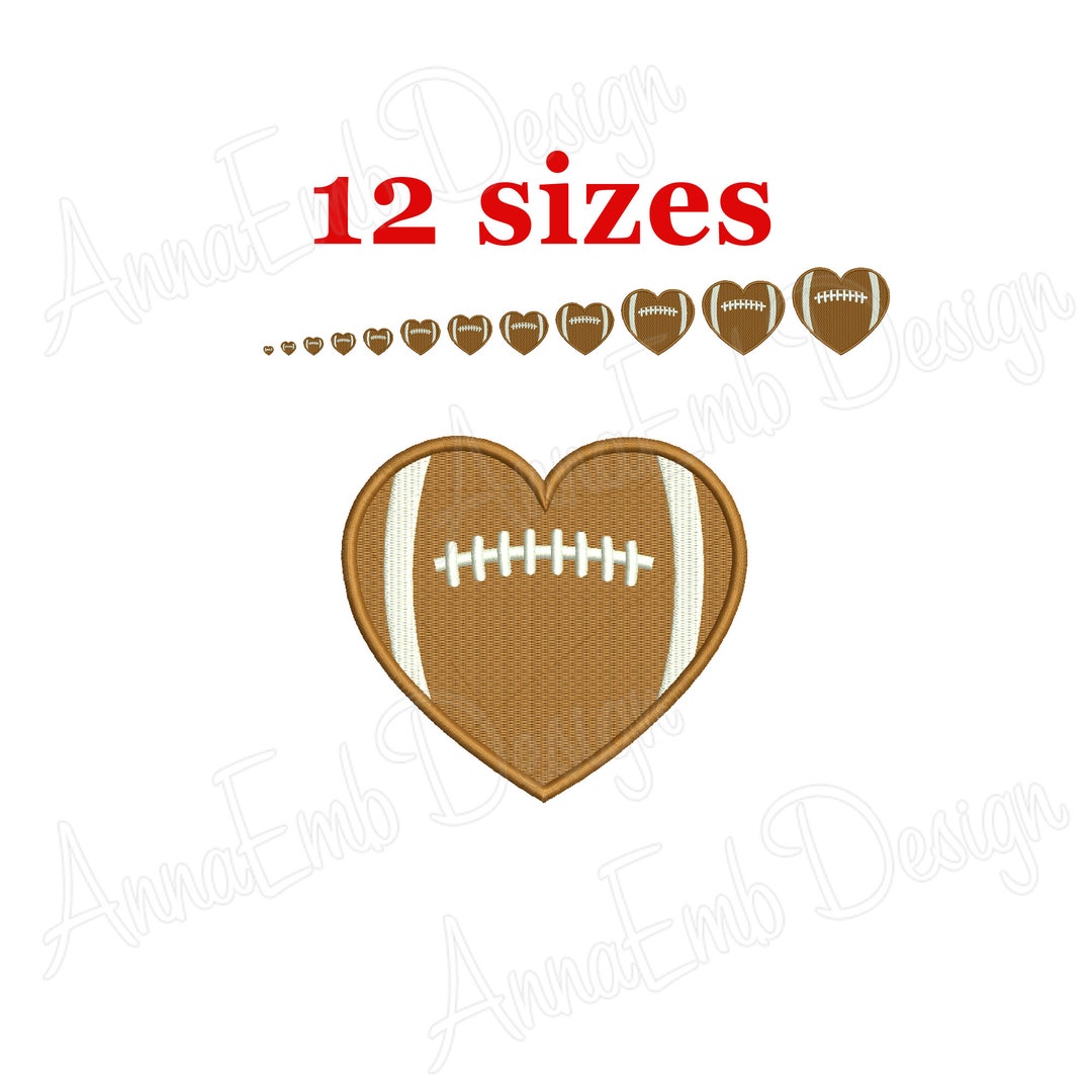 Heart Football Embroidery Design. Machine Embroidery Design. Mini ...
