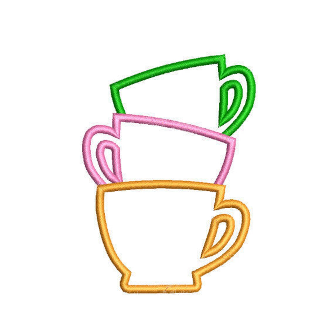 Tea Cups Embroidery Applique Design. 3 Tea Cups Embroidery - Etsy