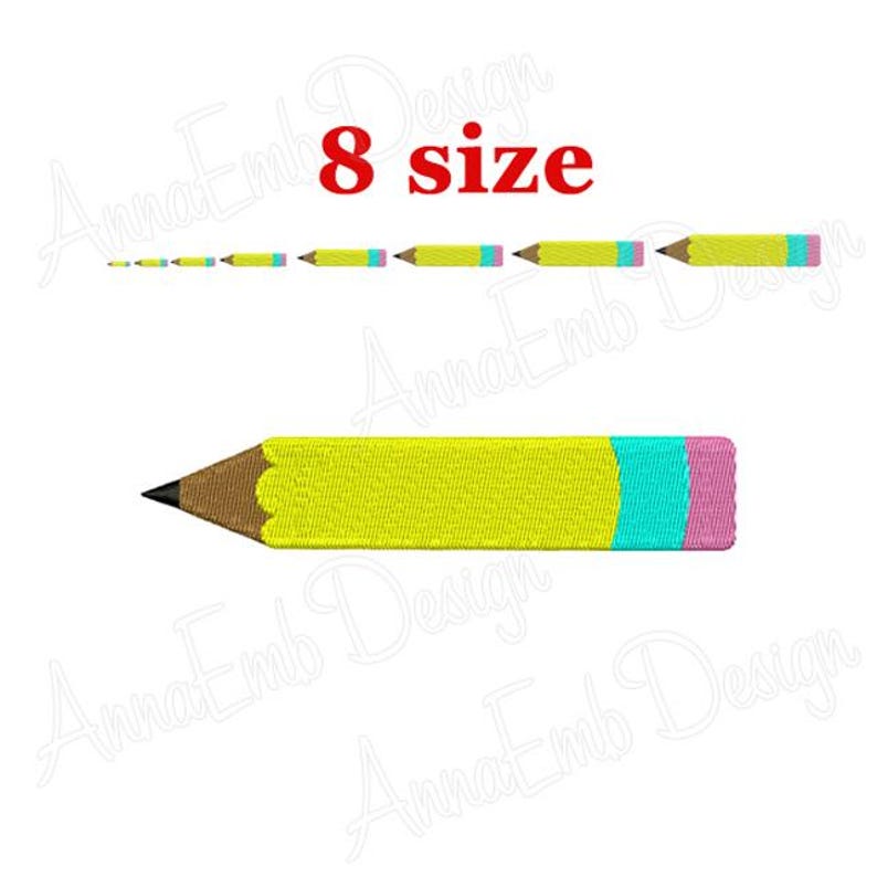 Pencil Embroidery Design. Back to School Design. First Grade. Mini ...