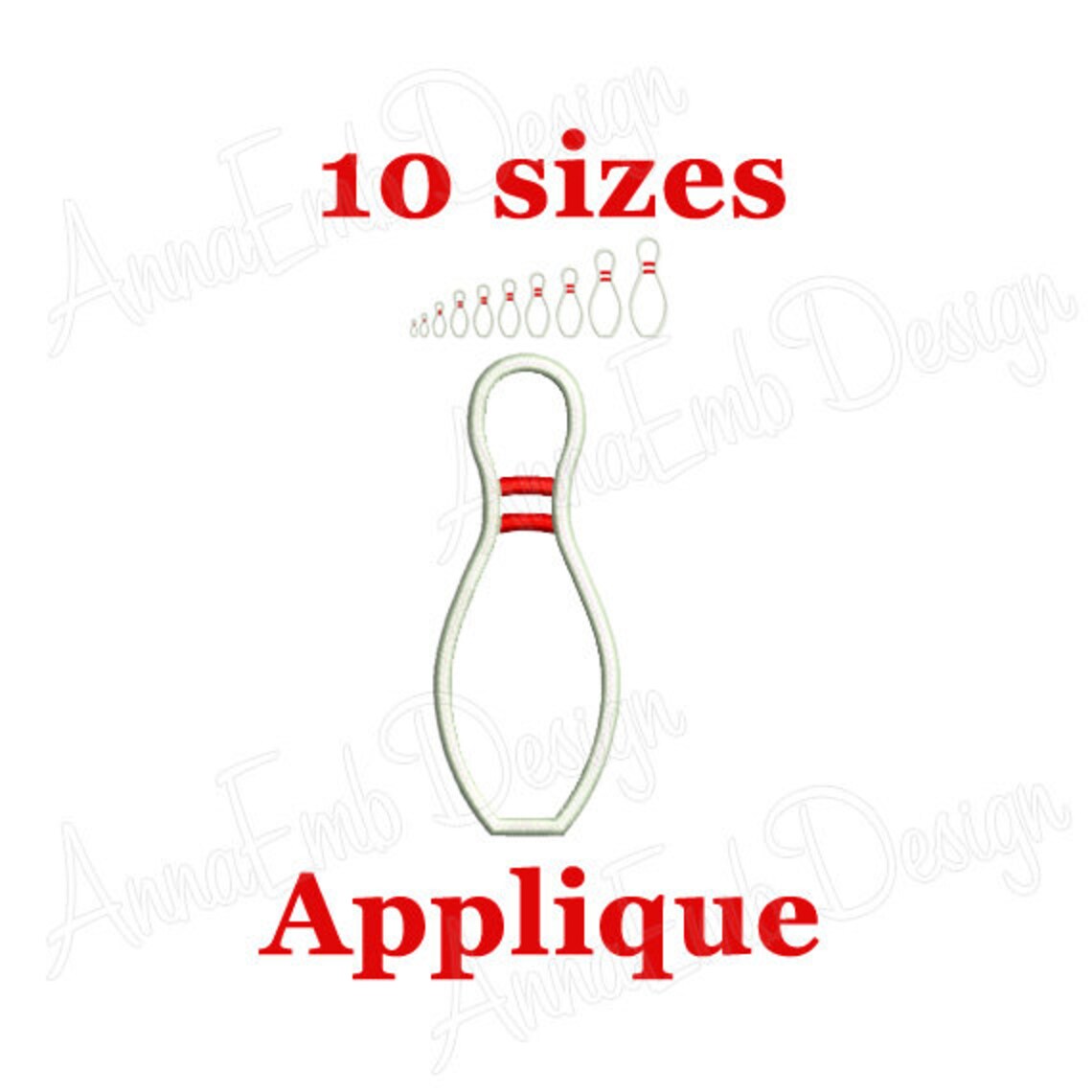 Bowling Pin Applique Embroidery Design. Bowling Pin Embroidery | Etsy