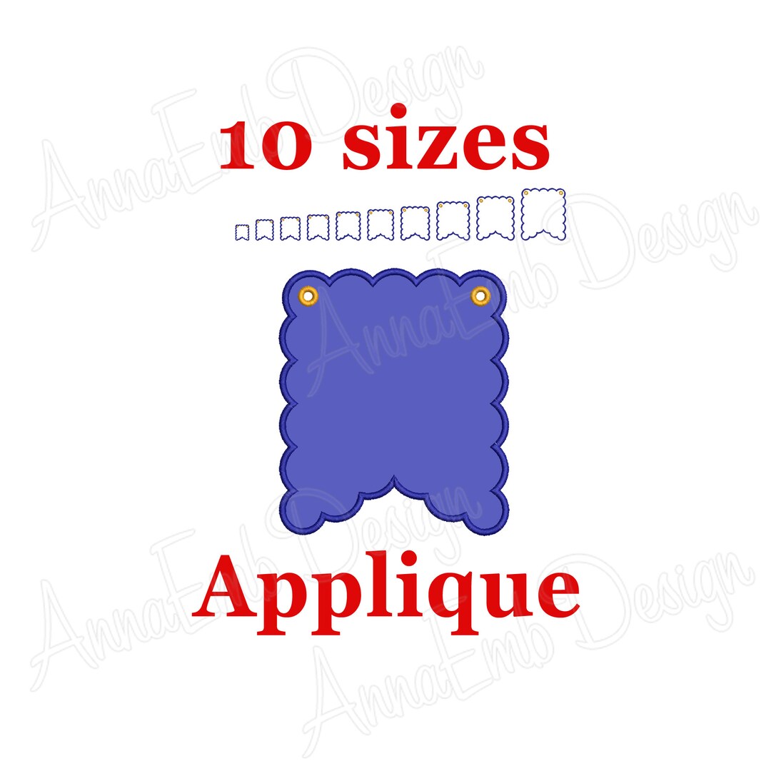 Scallop Banner Embroidery Design. Banner Applique Embroidery Design ...