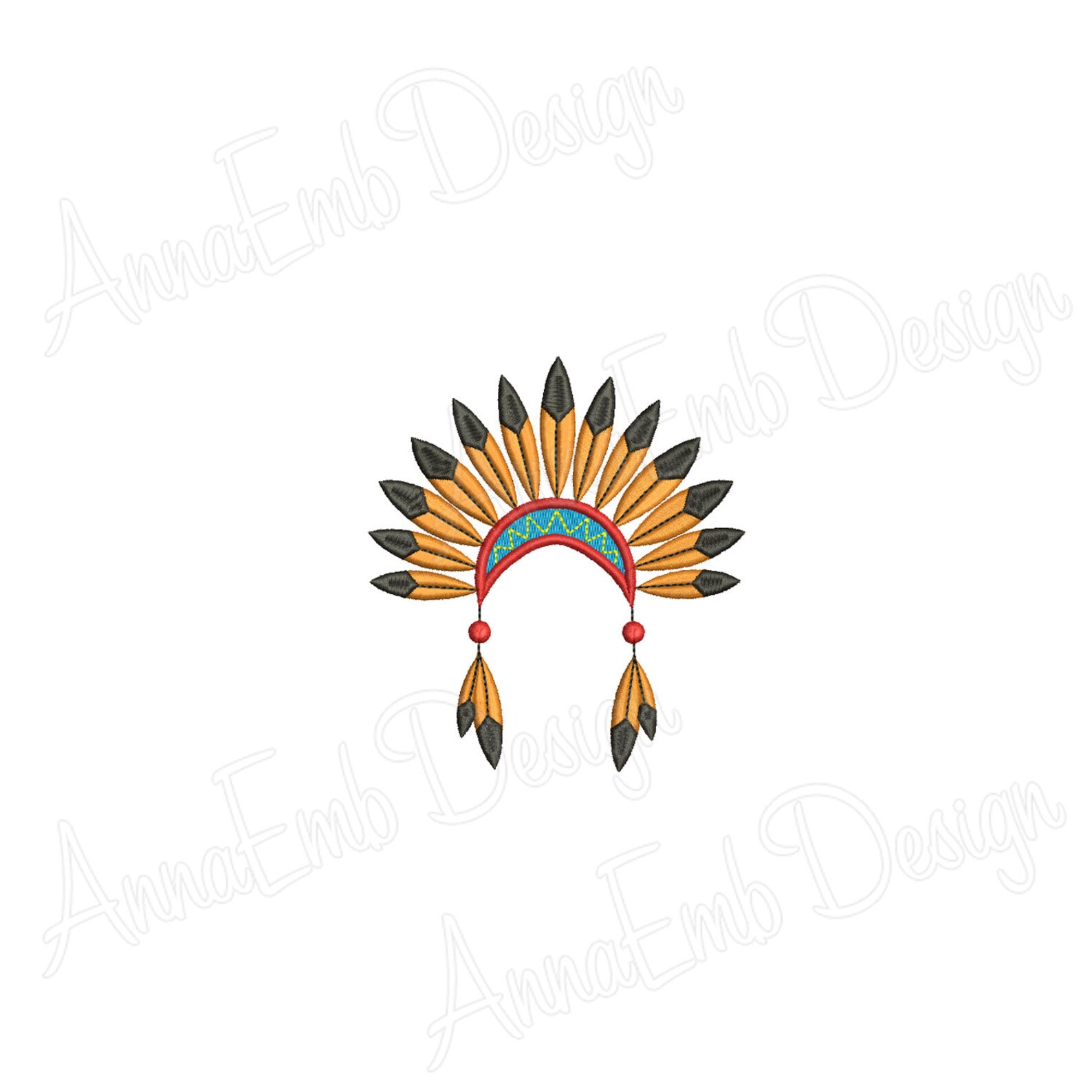Indian Headdress Embroidery Design. Indian Headdress Mini. Machine ...