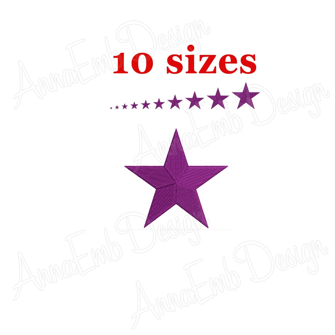 Star Embroidery Design. Star Machine Embroidery. Star Filled Stitch ...