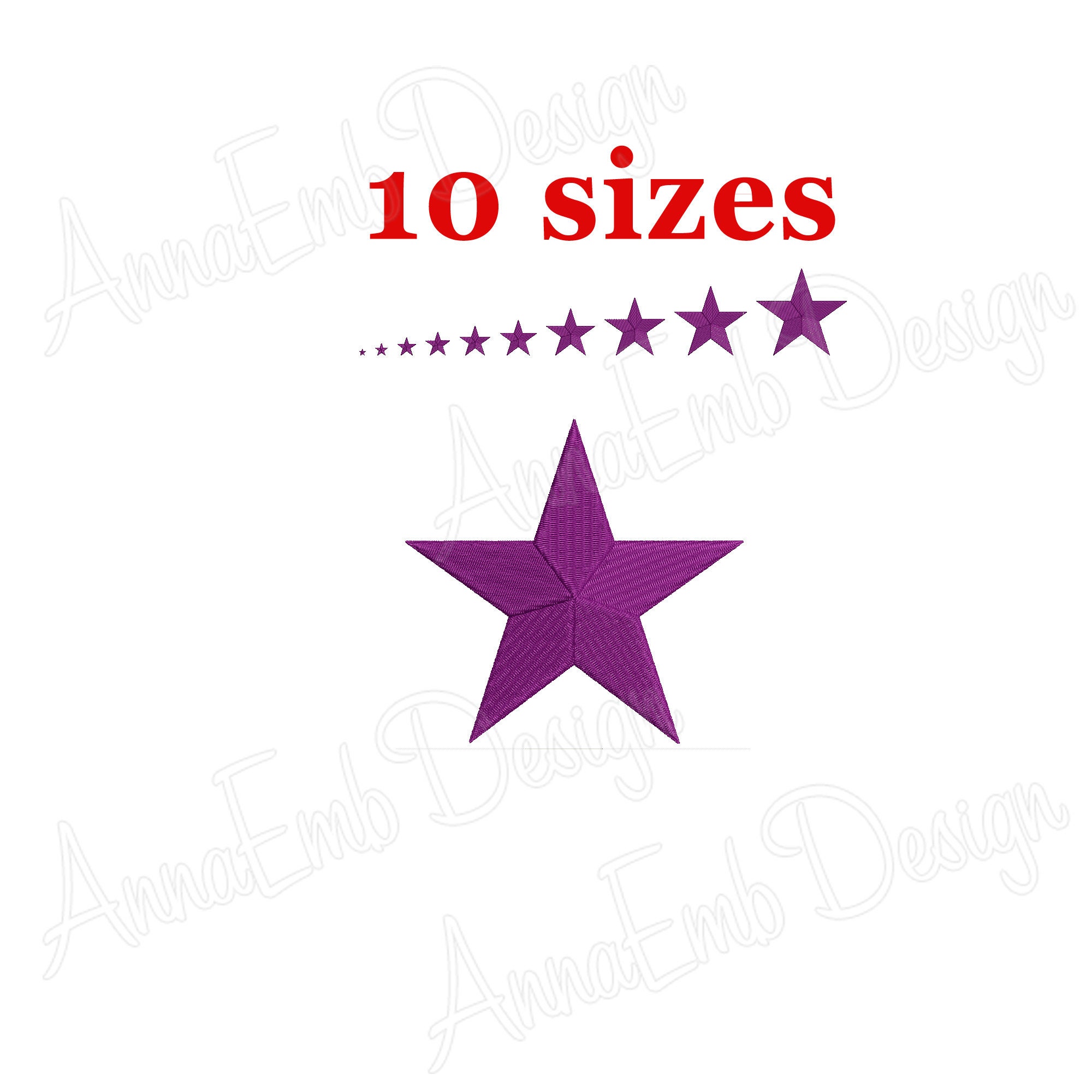 Star Embroidery Design. Star Machine Embroidery. Star Filled Stitch ...