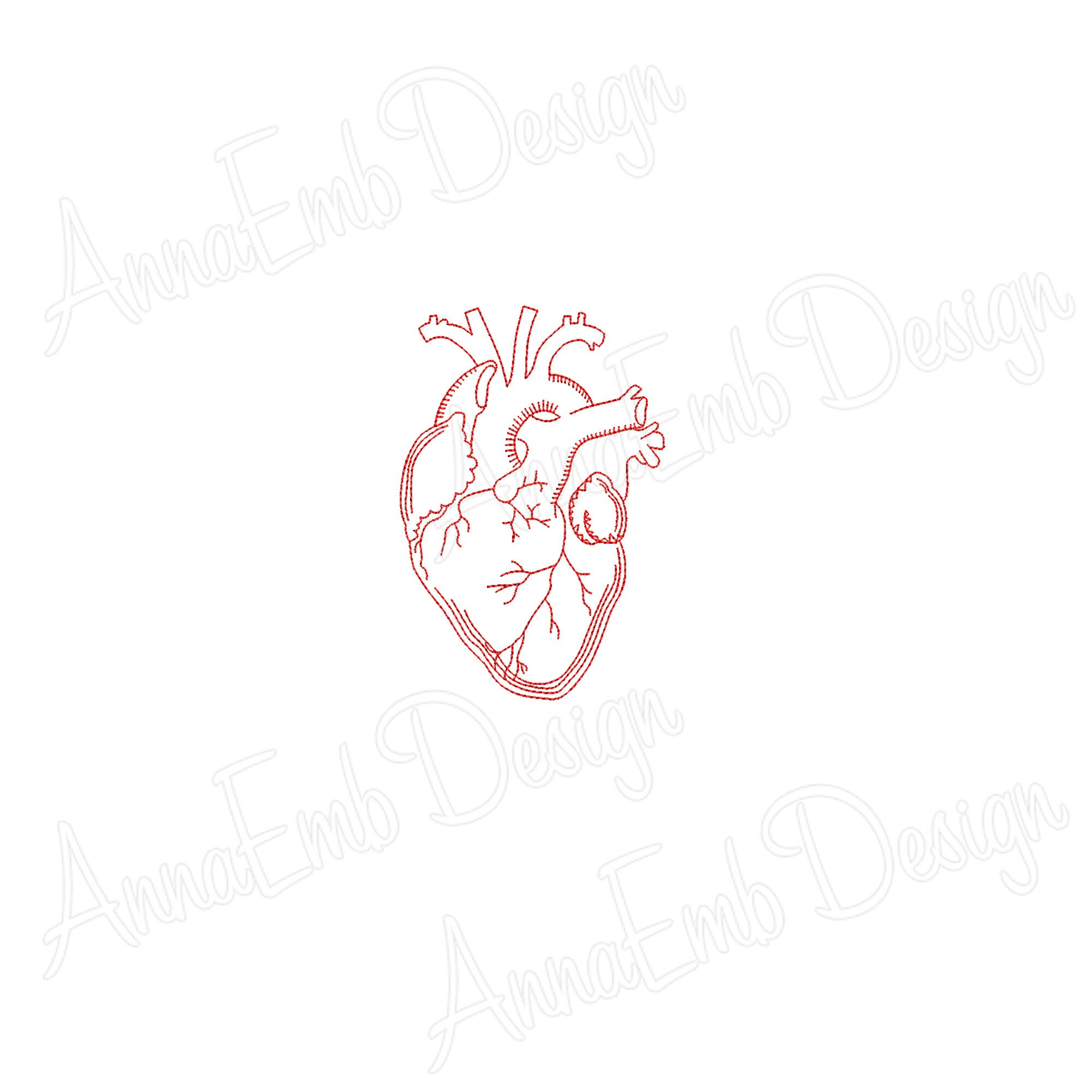 Anatomical Heart Embroidery Design. Mini Heart Embroidery. Heart Shapes ...