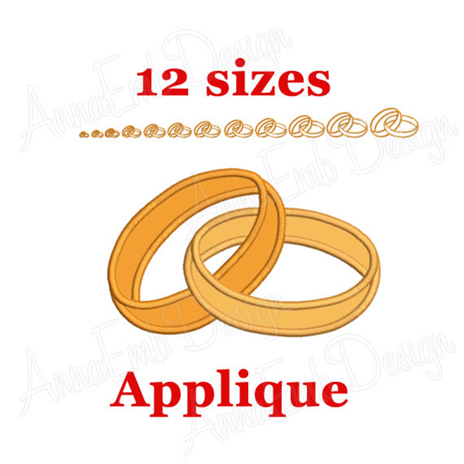 Wedding Rings Applique Embroidery Design. Wedding Rings | Etsy