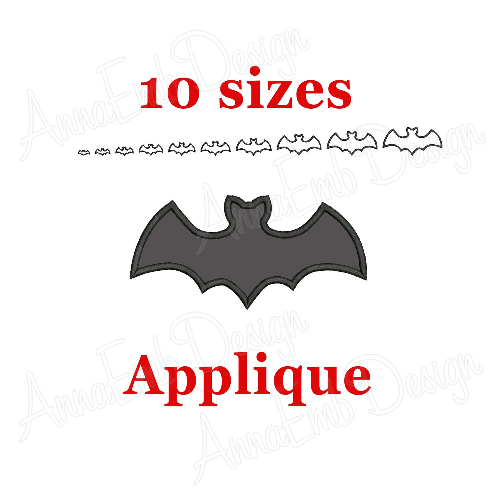 Bat Applique Embroidery Design. Bat Embroidery Design. Bat - Etsy