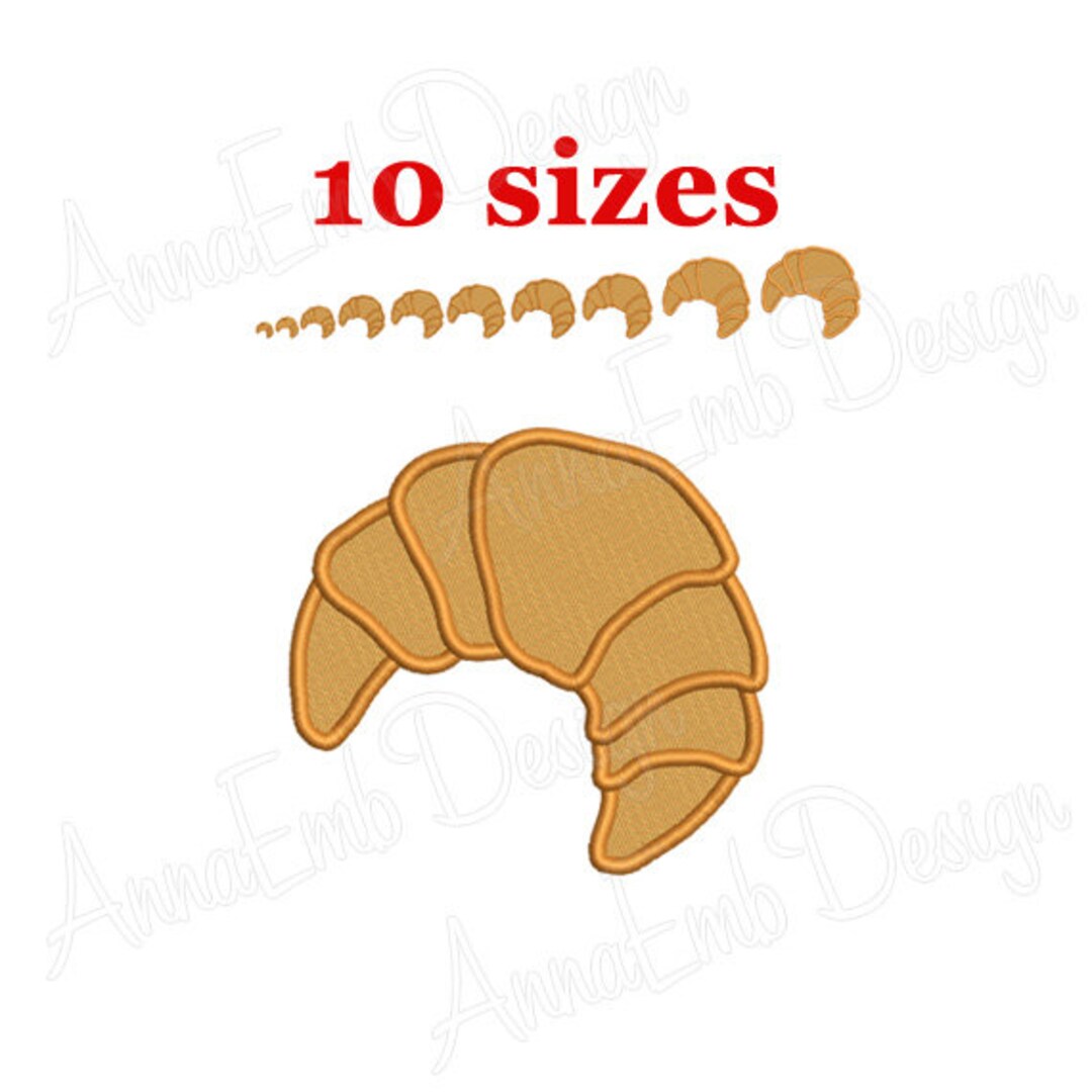 Croissant Embroidery Design. Croissant Silhouette Embroidery. Croissant ...