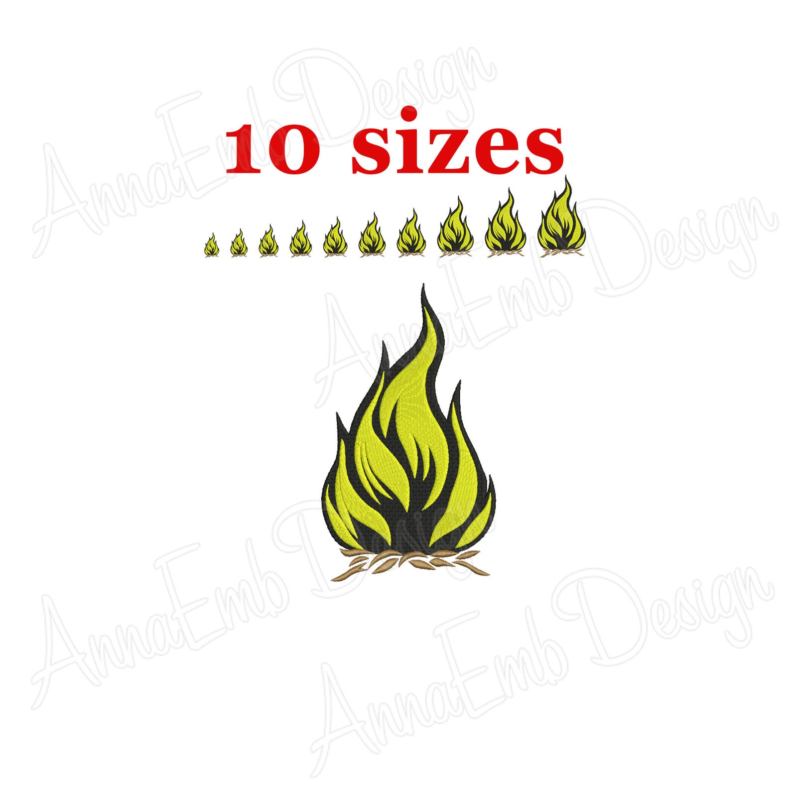 Flame Embroidery Design. Flame Silhouette Embroidery Design. Flame ...