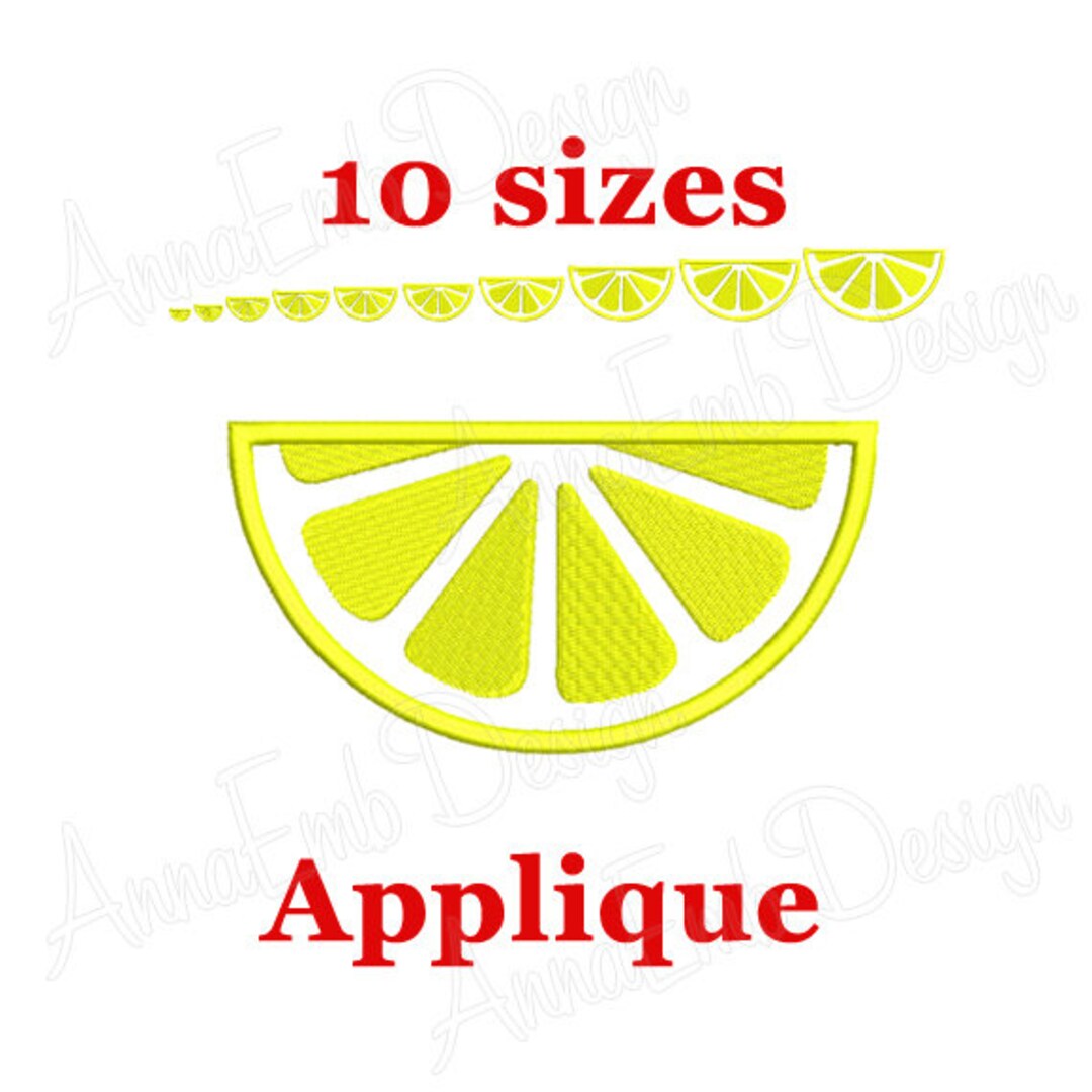 Lemon Applique Embroidery Design. Lemon Slice Applique Embroidery ...