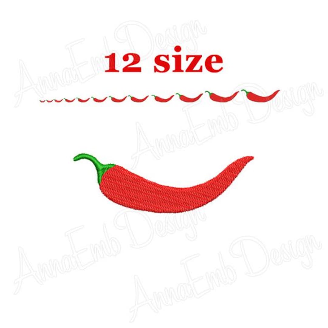 Pepper Embroidery Design. Chilli Pepper. Pepper Silhouette. Pepper Mini ...