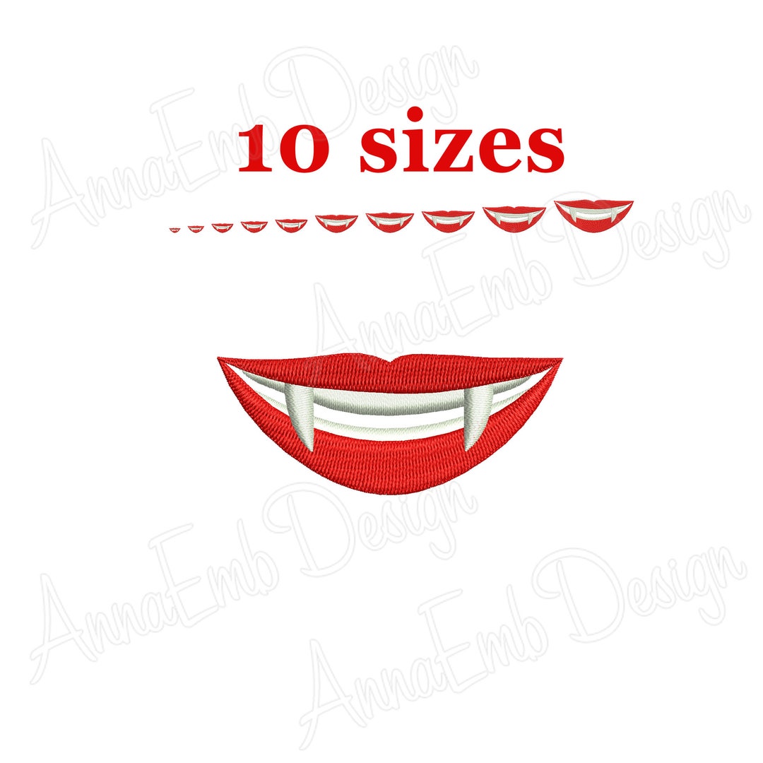 Vampire Lips Embroidery Design. Vampire Fangsvampire Lips Mini ...