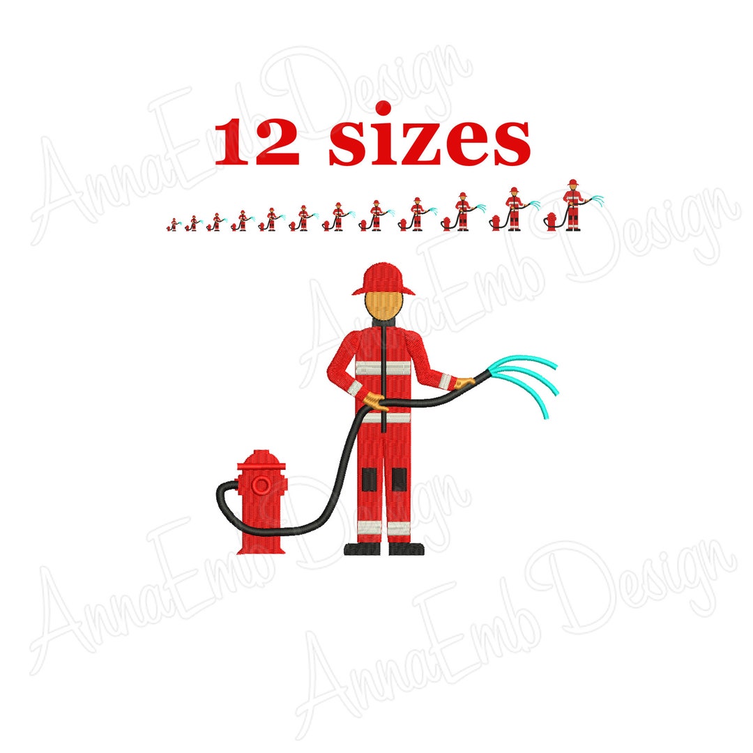Fireman Embroidery Design. Mini Fireman. Fireman Filled Stich. Fireman ...