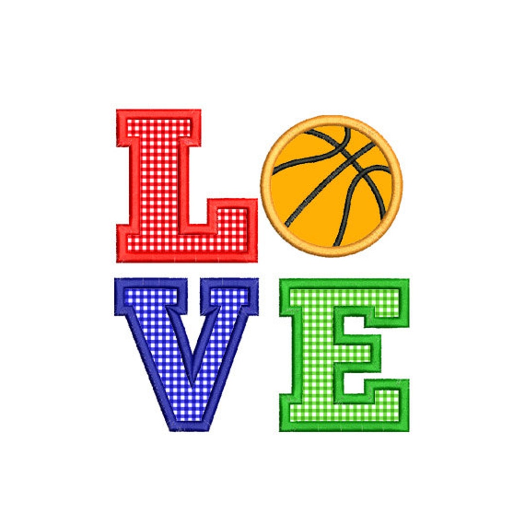 LOVE Basketball Applique Machine Embroidery Design. Boys Design. Love ...