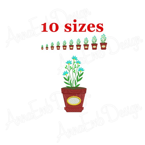 Pot Plant Embroidery Design. Flower Embroidery Design. Flower - Etsy