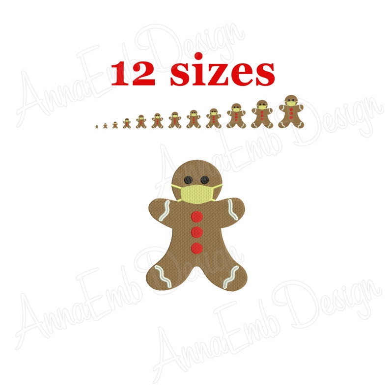 Gingerbread Man With A Face Mask Embroidery Design. - Etsy