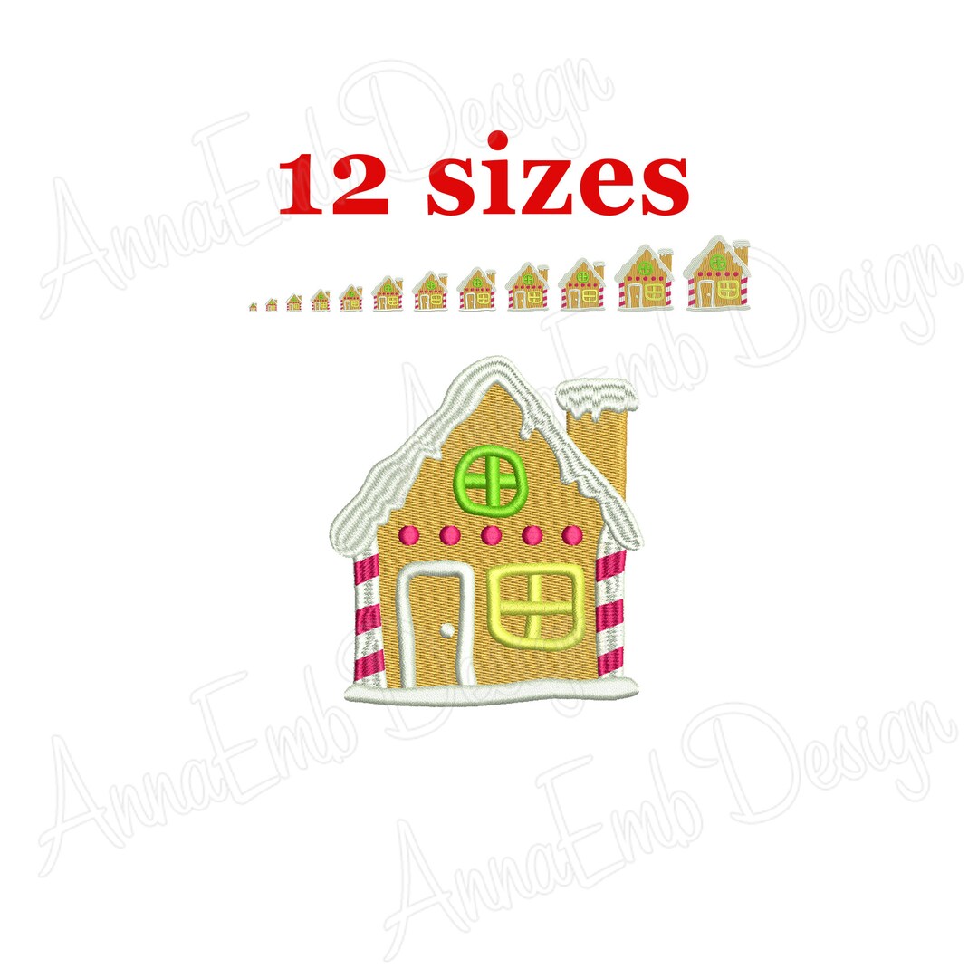 Gingerbread House Embroidery Design. Gingerbread Man Embroidery. Mini ...