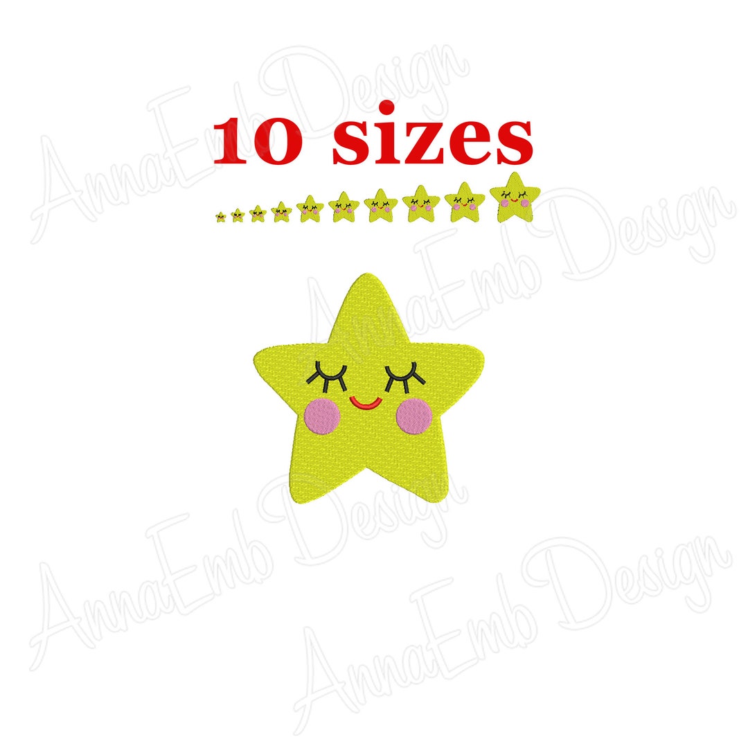 Star Embroidery Design. Star Machine Embroidery. Star Filled Stitch ...