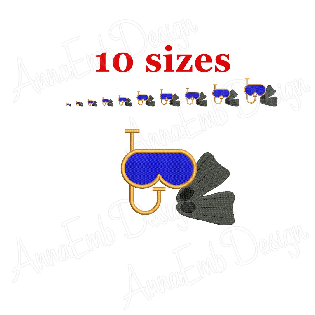 Snorkel Mask Embroidery Design. Machine Embroidery Design. Snorkel Mask ...