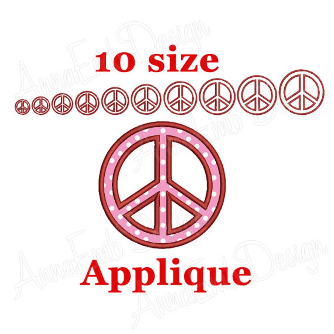 Peace Sign Applique Embroidery Design. Peace Sign Embroidery - Etsy