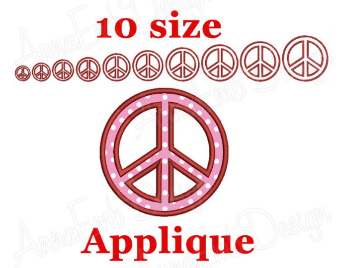 Peace Sign Scribble Applique Machine Embroidery Raggy Frayed Applique ...