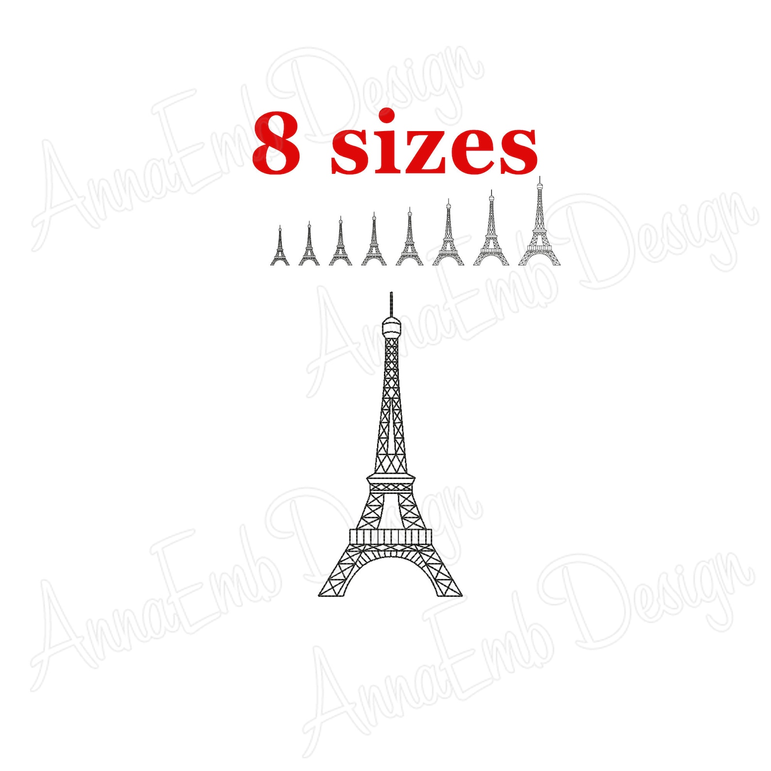 Eiffel Tower Embroidery Design. Paris Embroidery Design. Mini - Etsy
