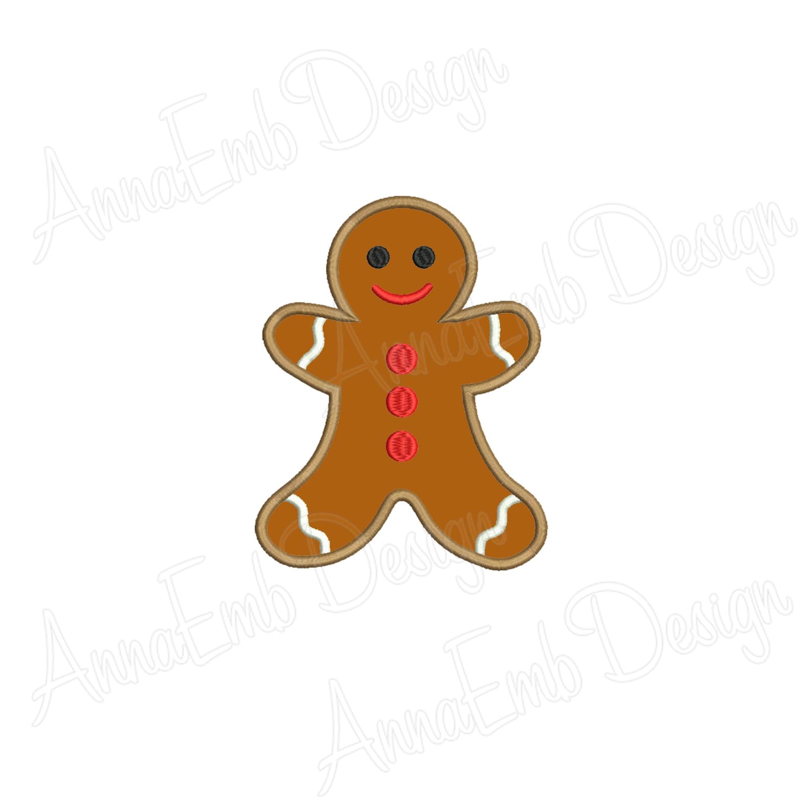 Gingerbread Man Applique Embroidery Design. Mini Gingerbread Man ...