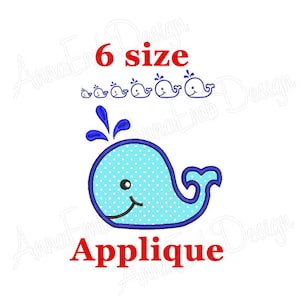 Whale Applique Embroidery Design. Whale Embroidery Design. - Etsy