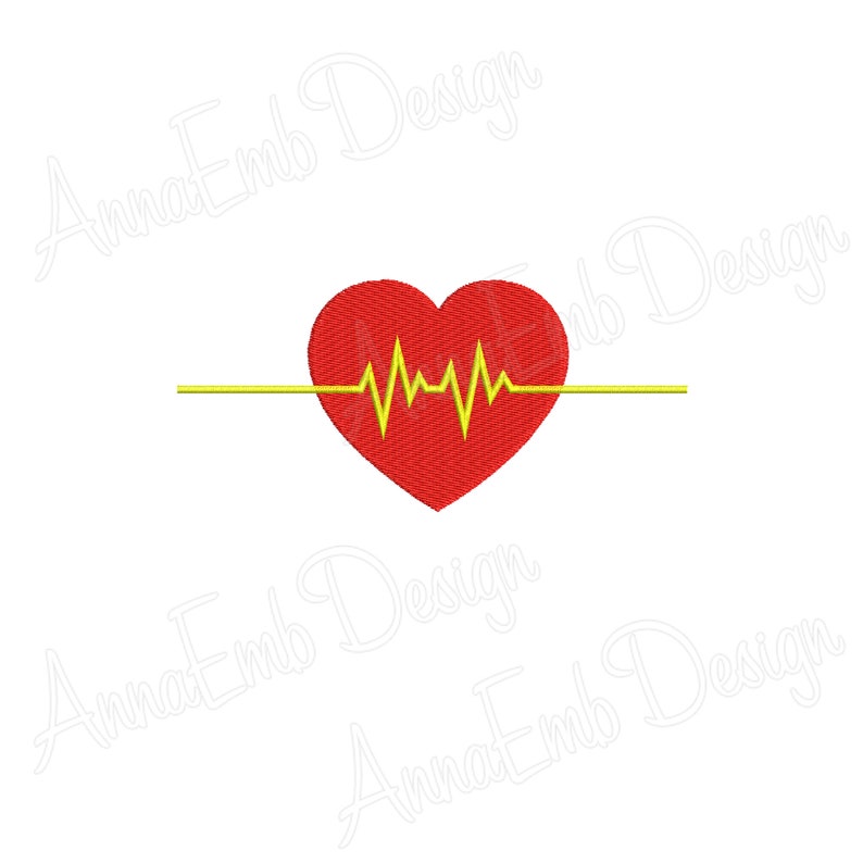 Heartbeat Embroidery Design. EKG Embroidery Design. Machine Embroidery ...