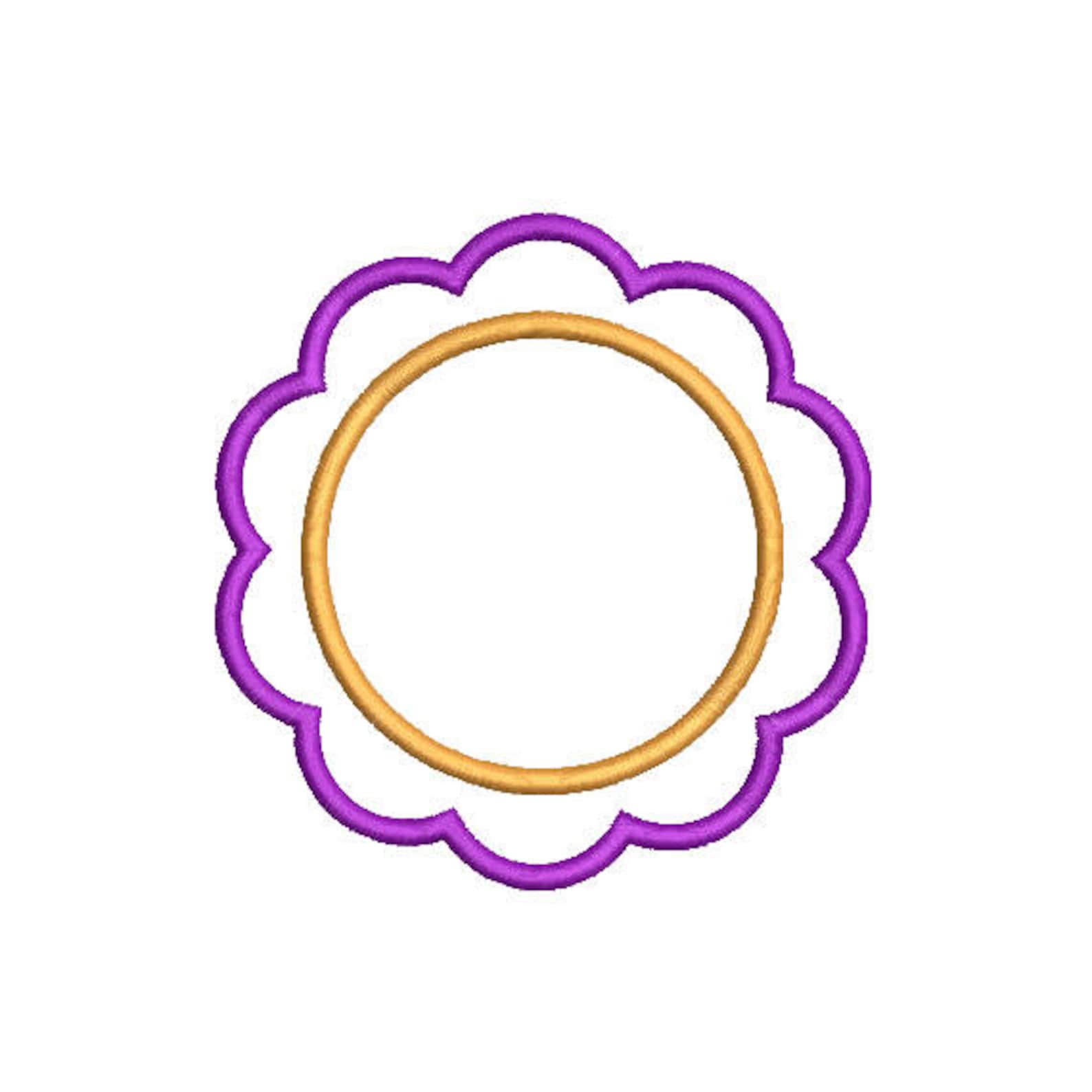 Scallop Circle Applique Embroidery Design. Scalloped Frame - Etsy