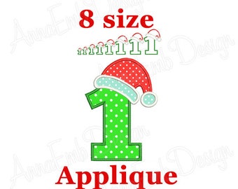 First Christmas Santa Hat Number Applique Machine Embroidery Design - Etsy