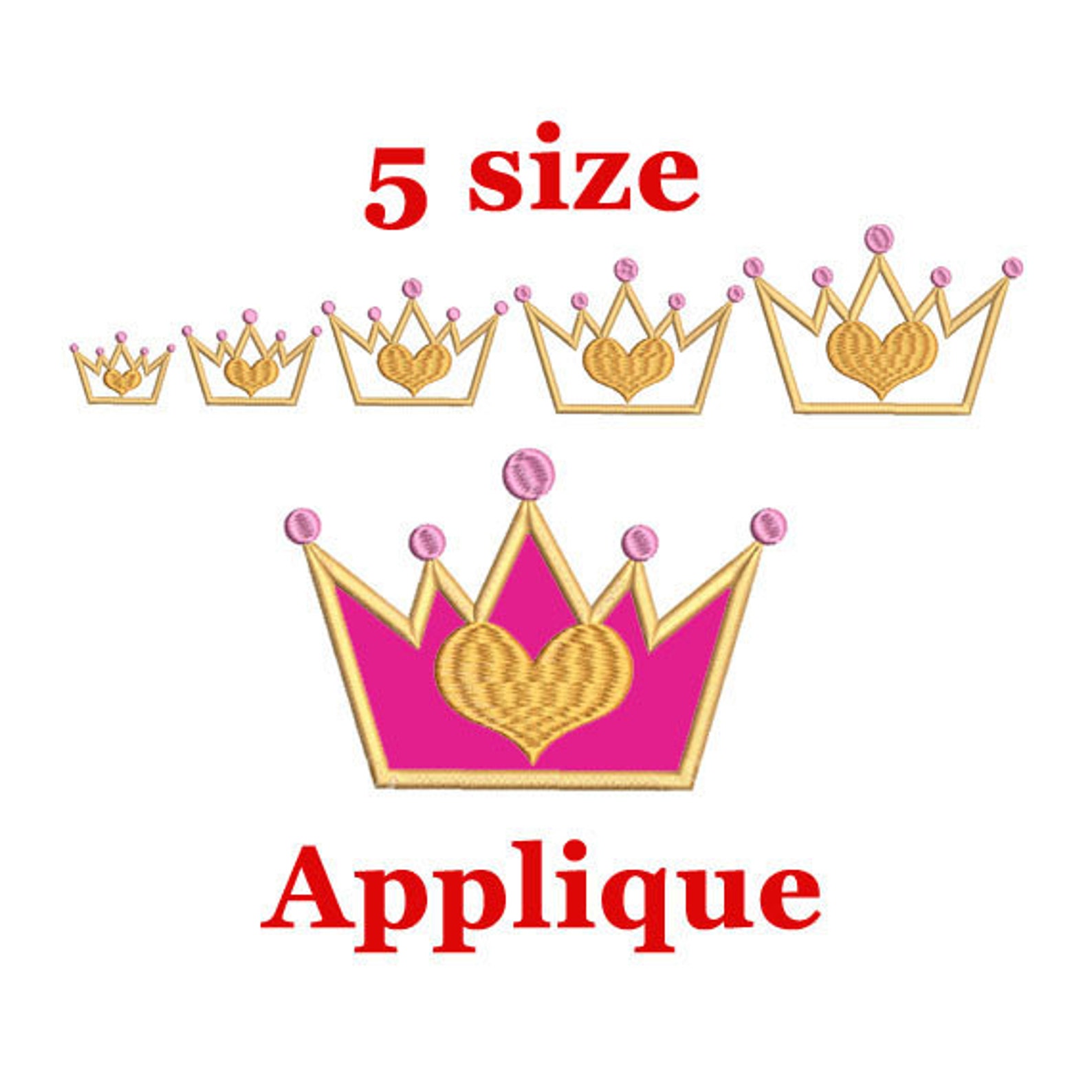 Crown Embroidery Design. Applique Crown. Princess Embroidery. | Etsy