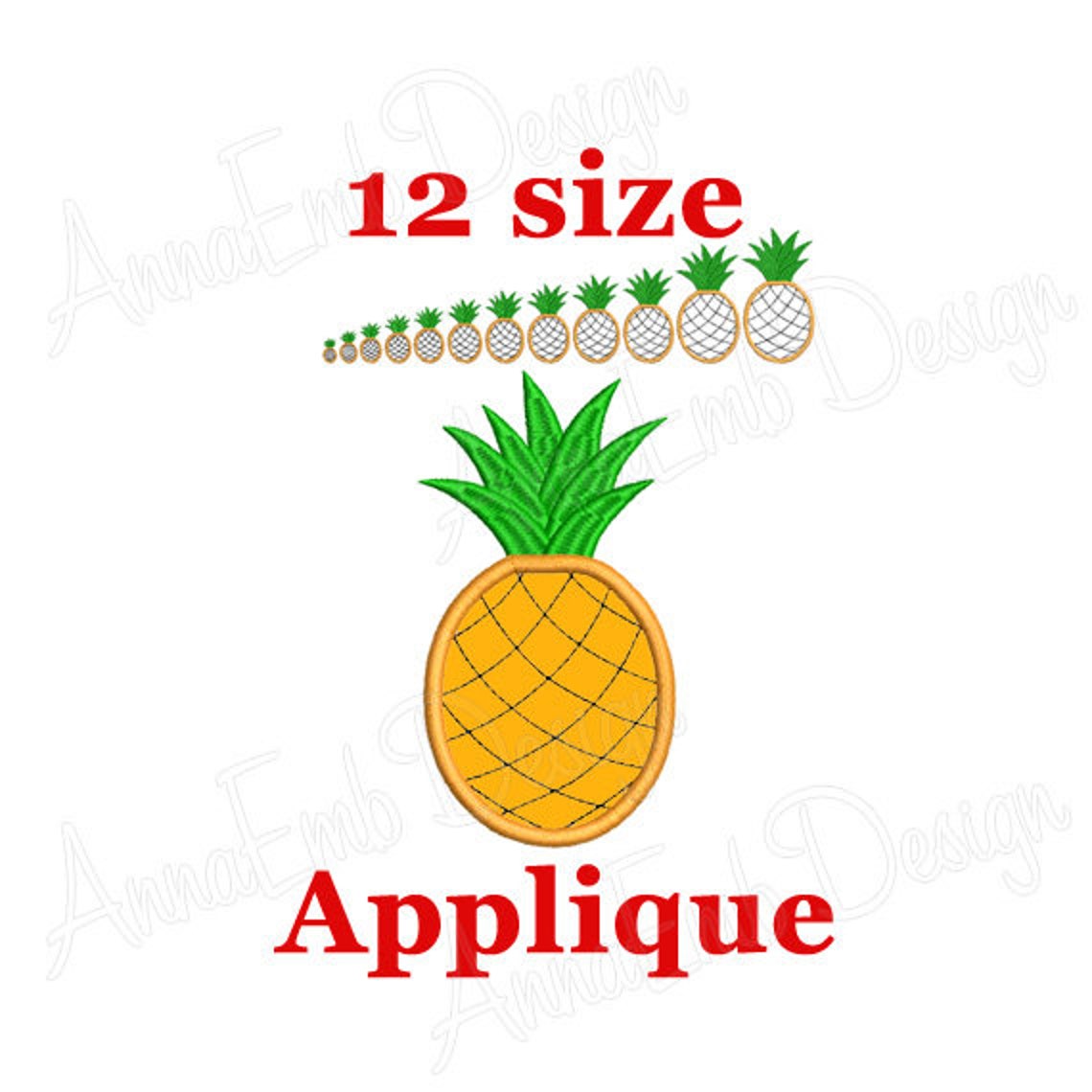 Pineapple Applique Embroidery Design. Pineapple Mini. - Etsy