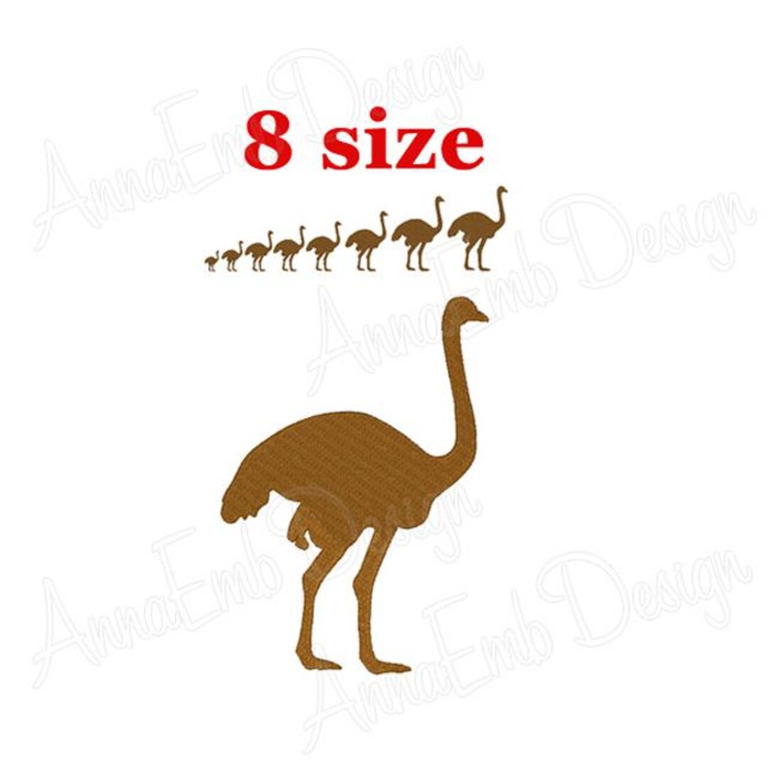 Ostrich Embroidery Design. Ostrich Silhouette. Ostrich Mini Embroidery ...