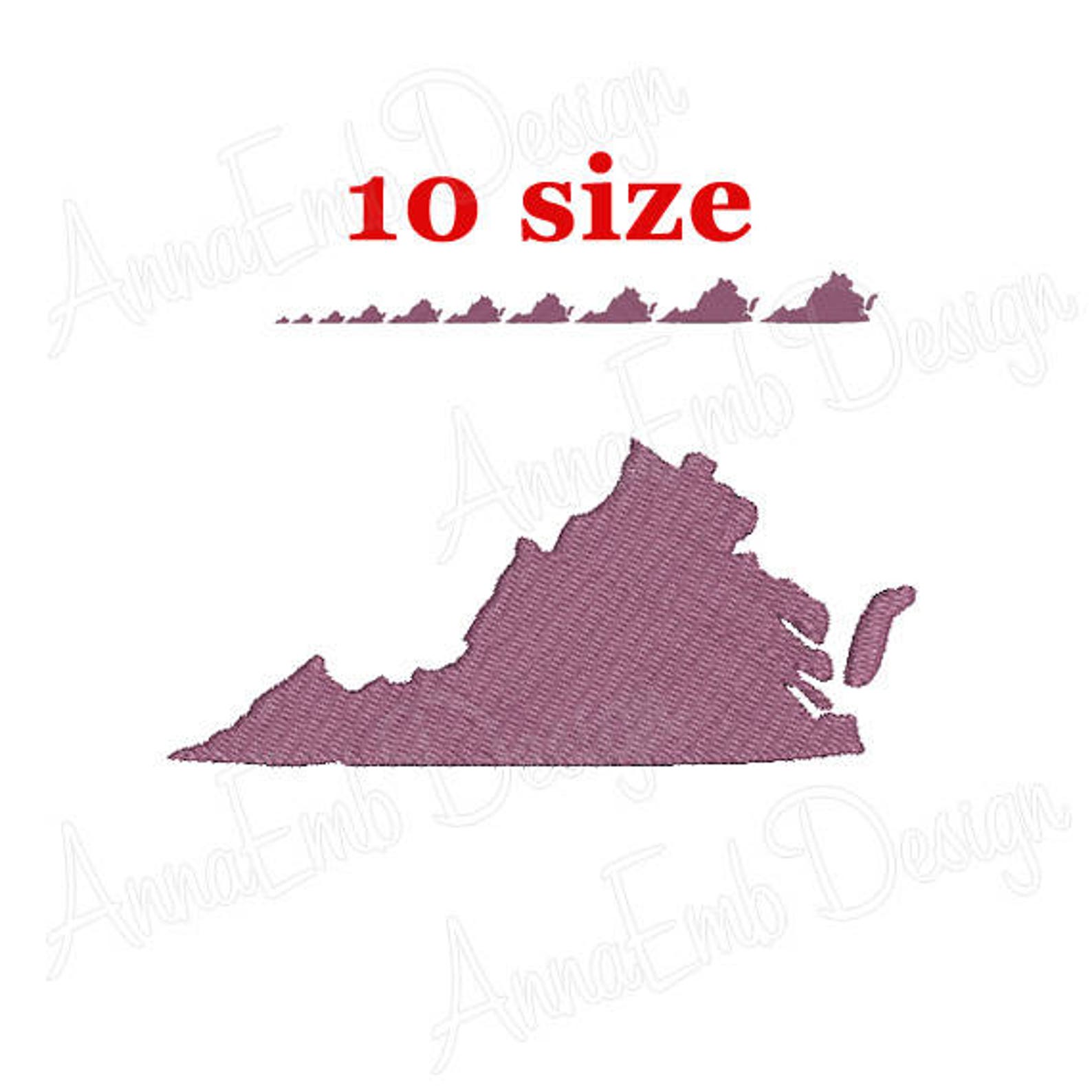 Virginia Embroidery Design. Virginia State Design. Machine Embroidery ...
