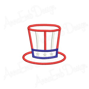 4th of July Uncle Sam Hat Applique Design. Patriotic Hat Applique. 4th ...