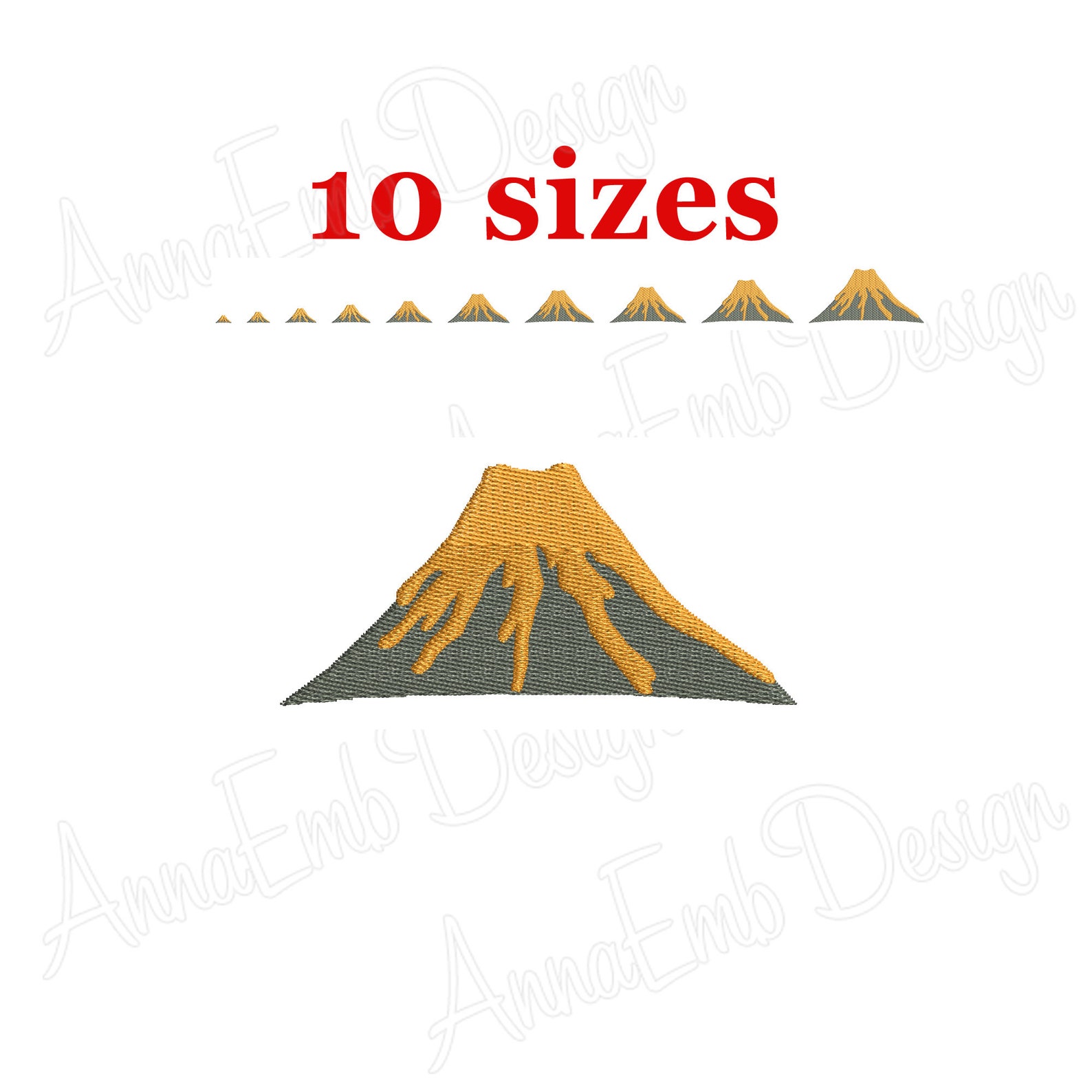 Volcano Embroidery Design. Mountain Embroidery Design. Volcano Mini ...