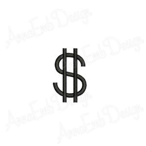 Dollar Embroidery Design. Mini Dollar Design. Dollar Sign Embroidery ...