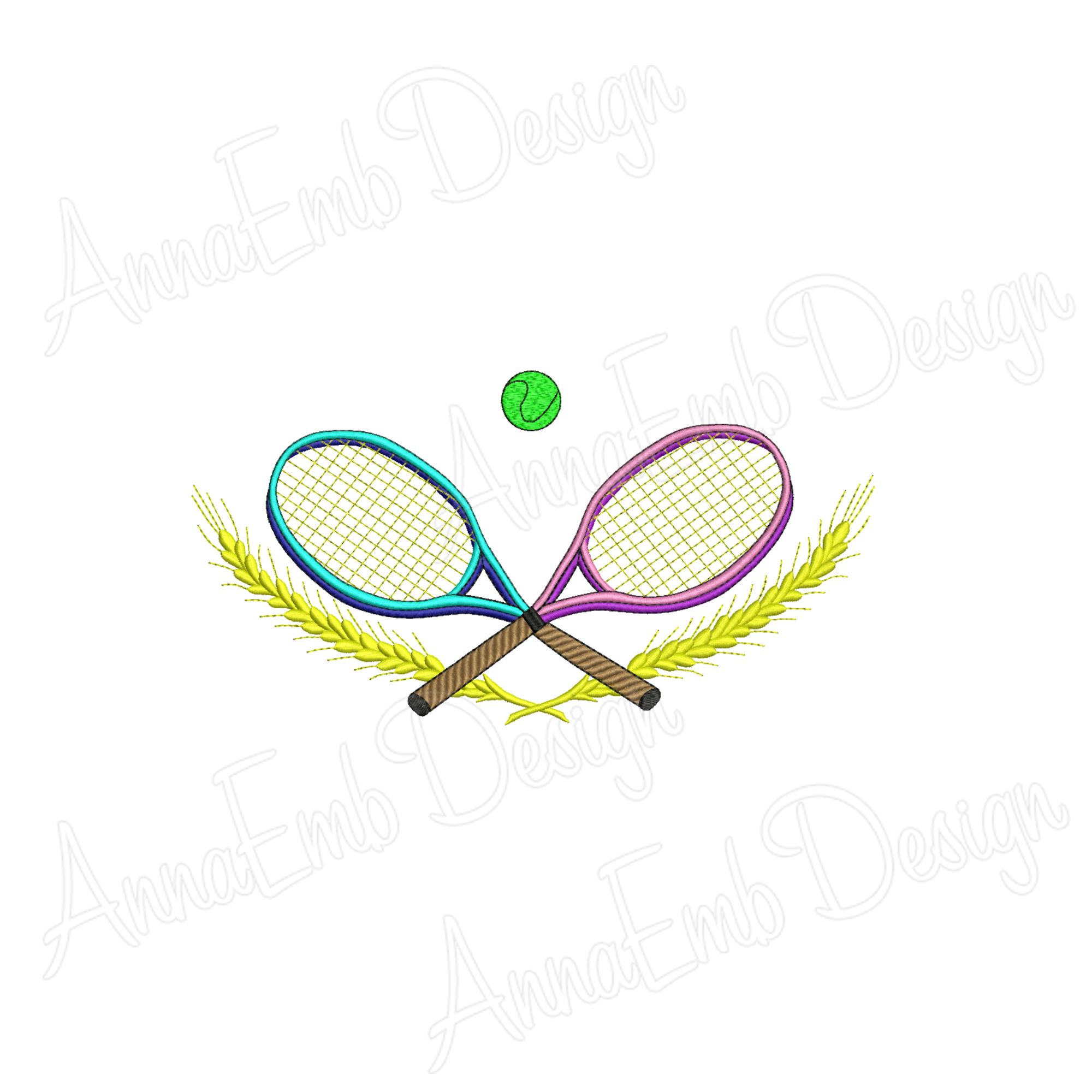 Tennis Rackets Machine Embroidery Design. Embroidery Tennis Ball ...
