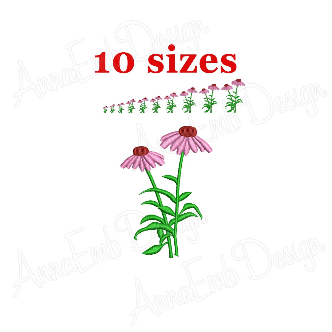Coneflower Embroidery Design. Echinacea Embroidery Design. Flower ...