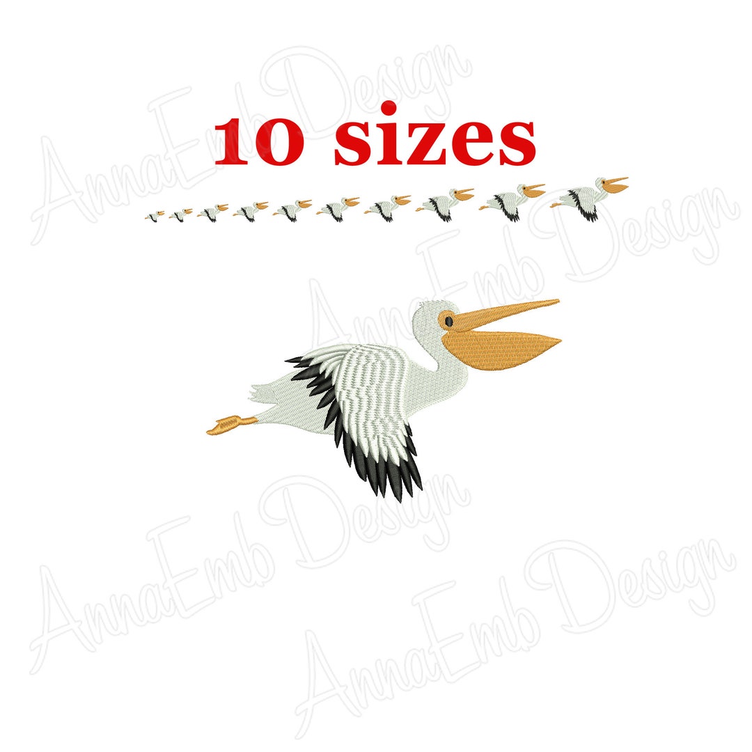 Pelican Embroidery Design. Pelican Silhouette. Pelican Mini Embroidery ...