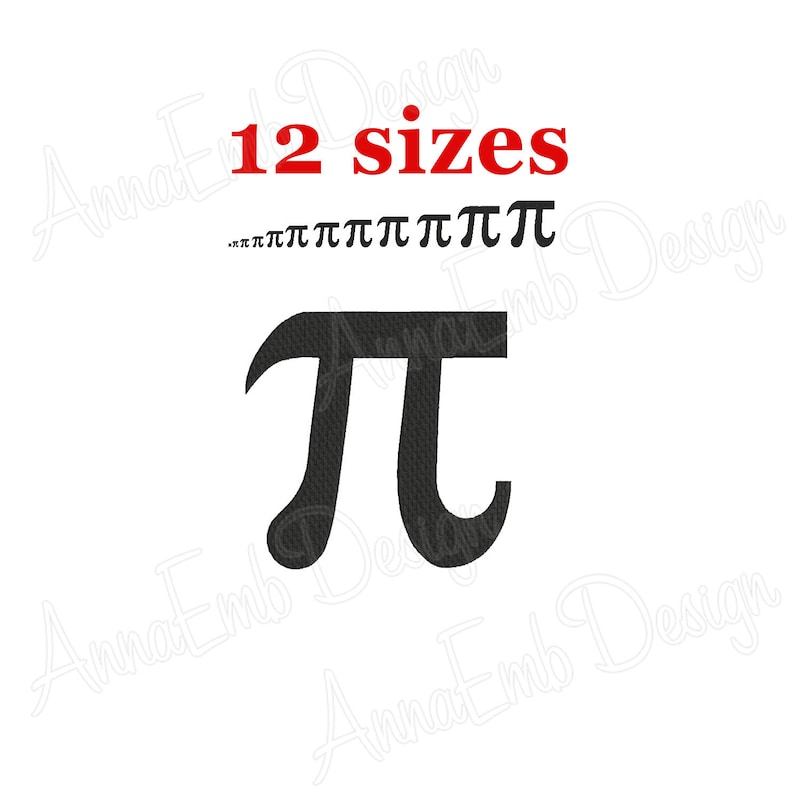 Pi Embroidery Design File - Etsy