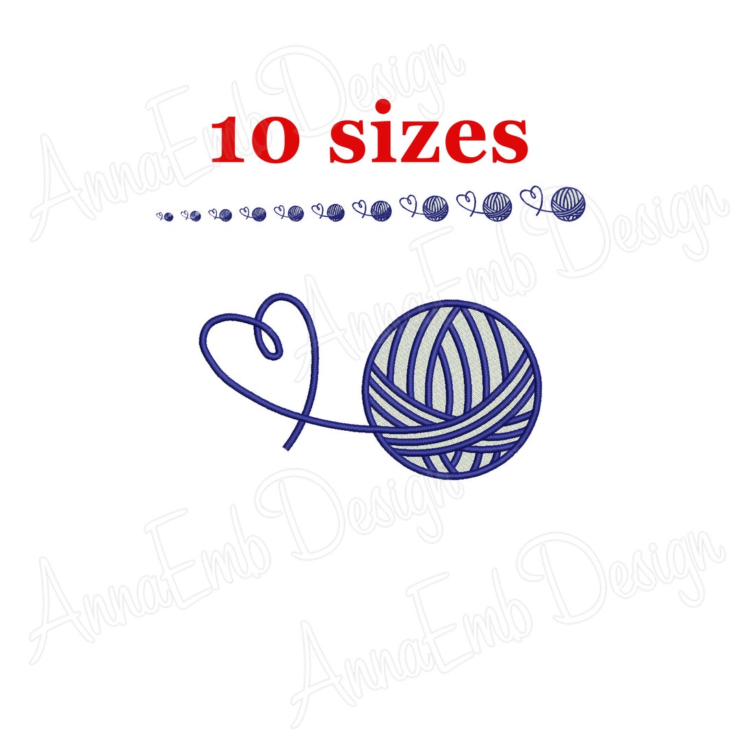 Knitting Yarn Embroidery Design. Yarn Ball Embroidery Design. Yarn Ball ...