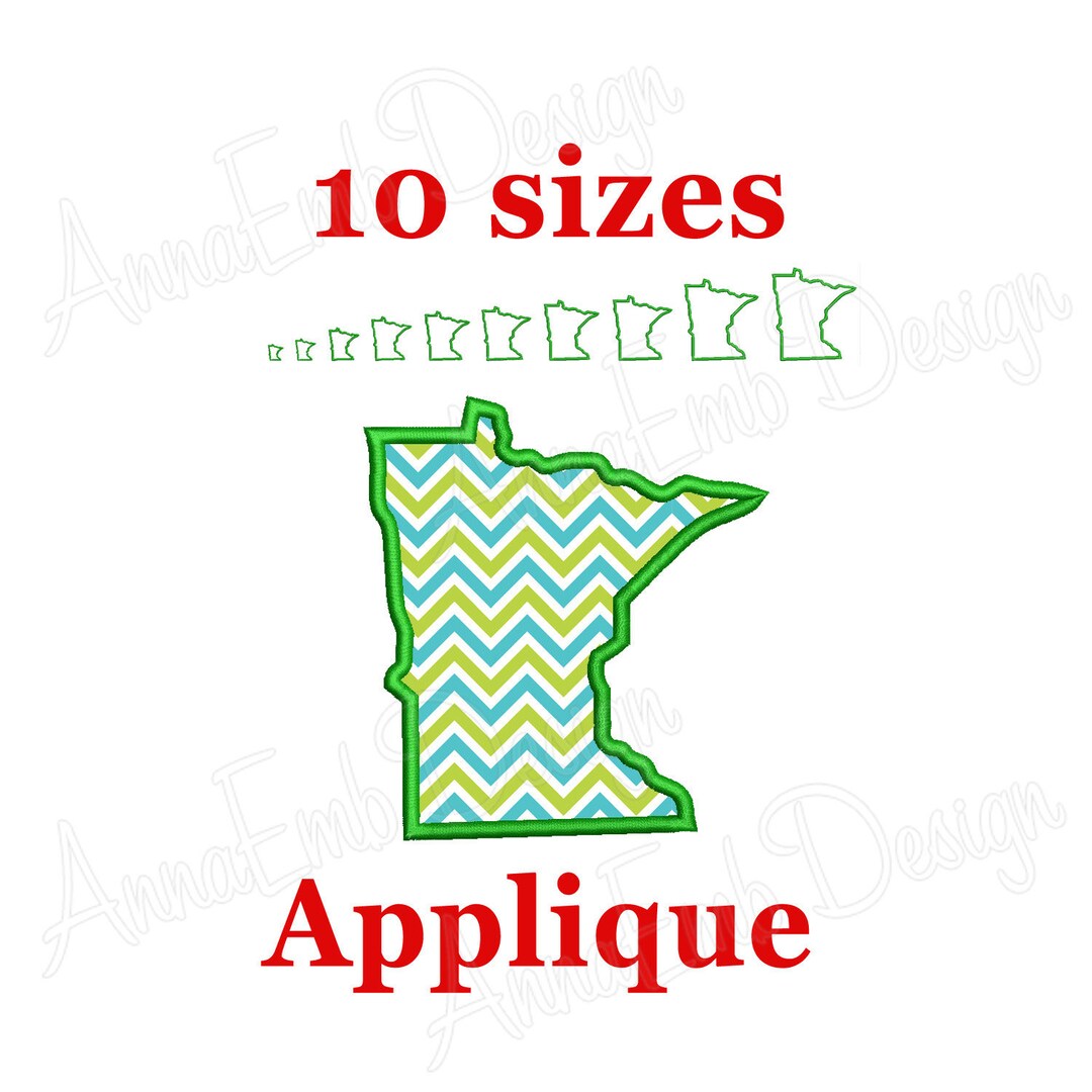 Minnesota State Applique Embroidery Design. Minnesota Embroidery Design ...