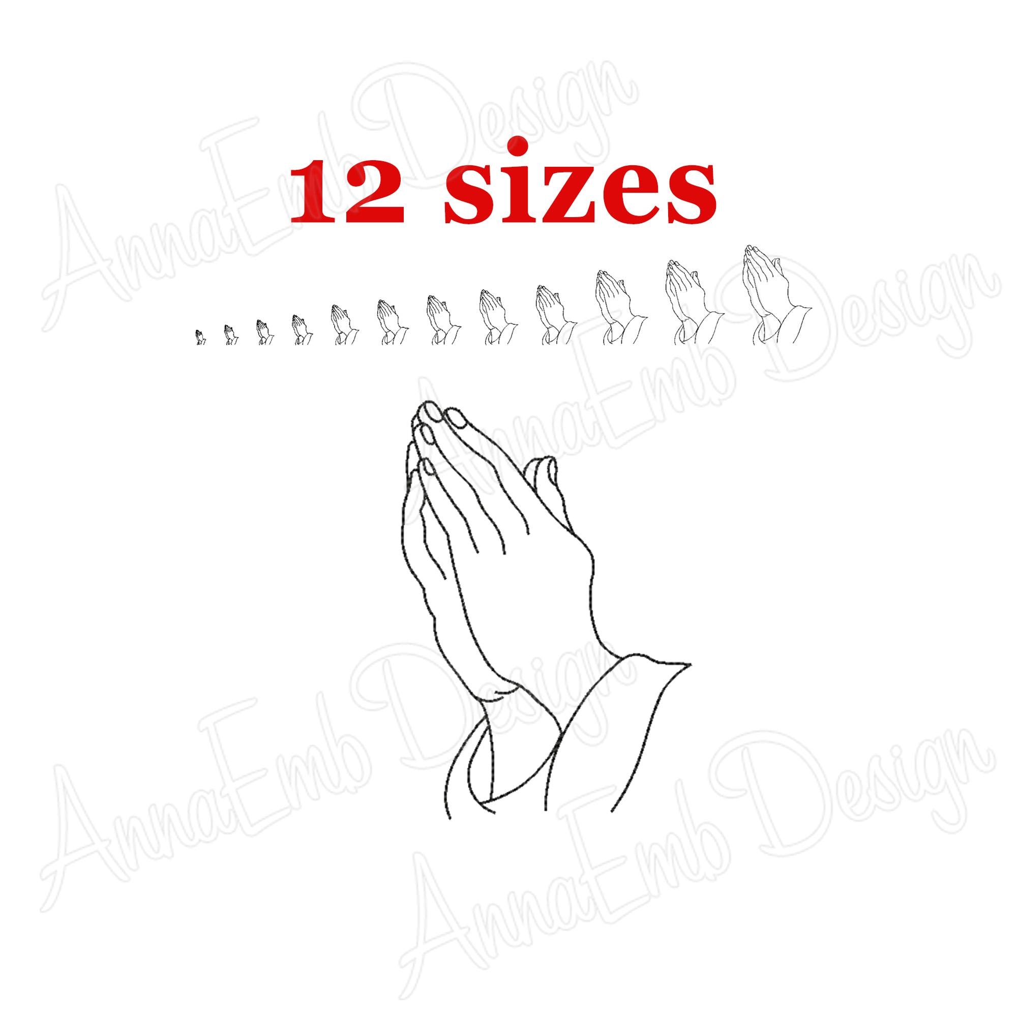 Praying Hands Embroidery Design. Praying Hands Design. Mini Praying ...