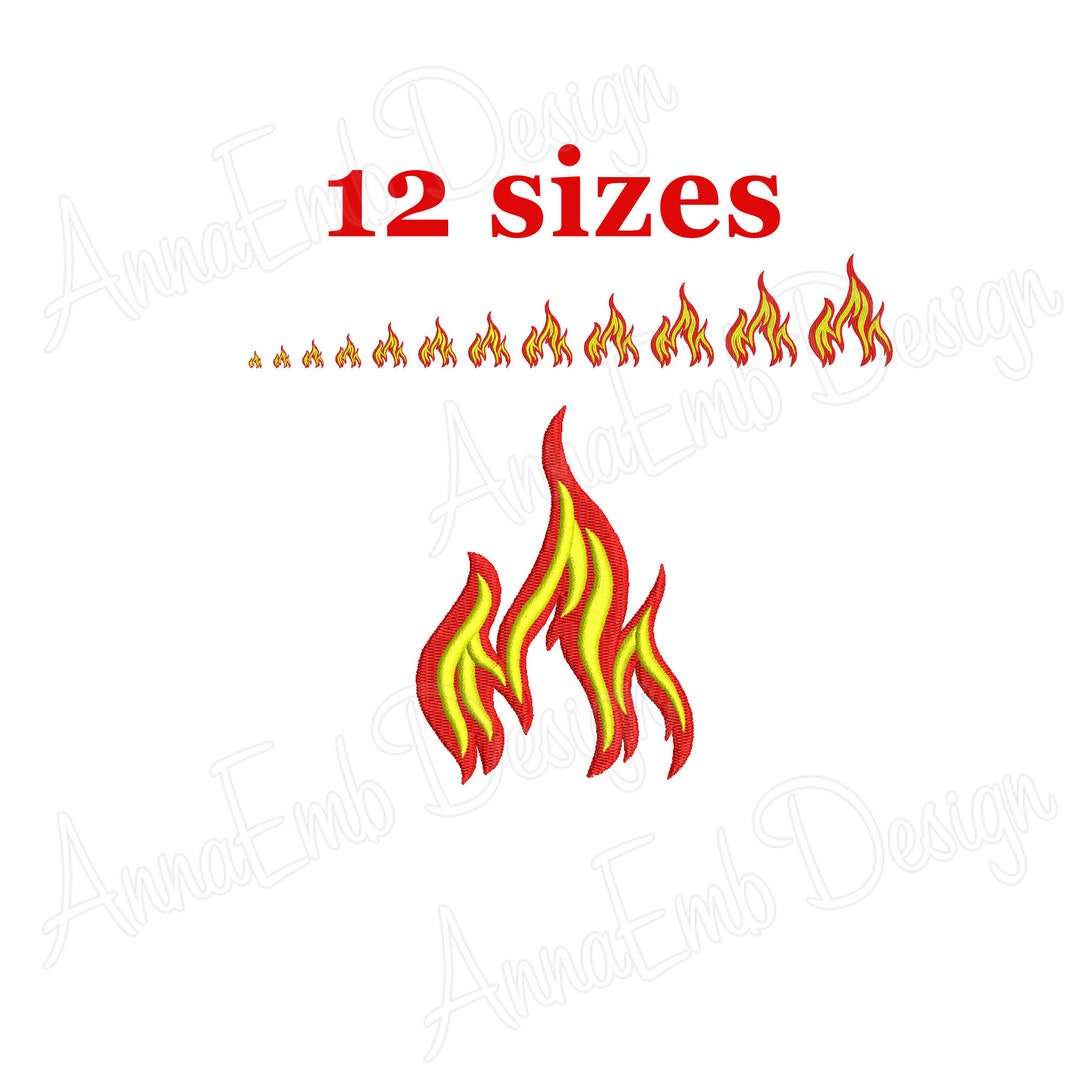 Flame Embroidery Design. Flame Silhouette Embroidery Design. Flame ...